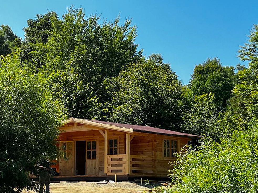 Casa din lemn de pin nordic cu terasa MAMAIA (44 mm), 6,7×5,7 m, 21 m² ...